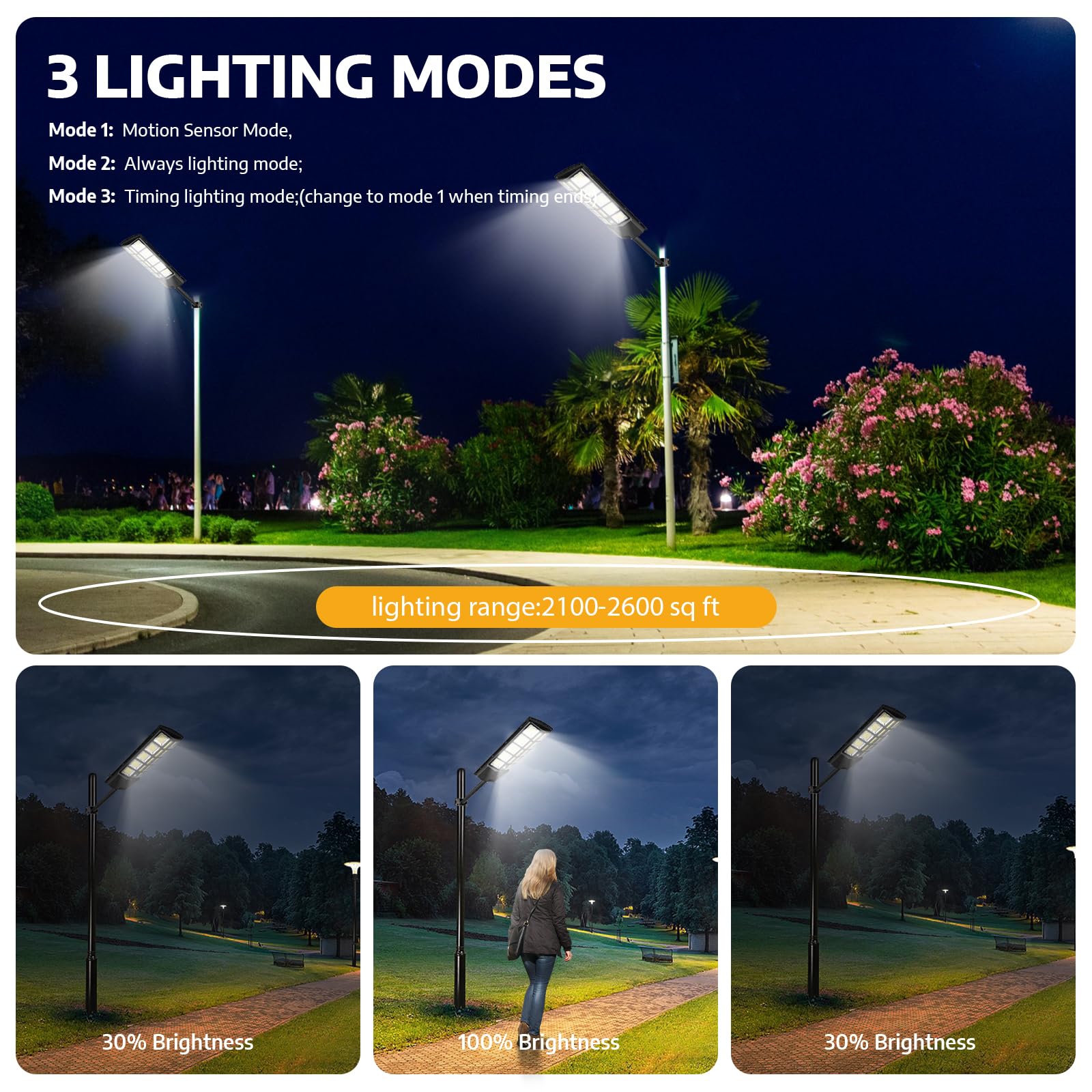 Xmart Solar Street Lights Outdoor Waterproof 80000LM 744 Upgraded LEDs Solar Parking Lot Lights Dusk to Dawn Solar Motion Flood Light Wide Angle Sensor and Remote Control for Area Pole Yard 2-Pack