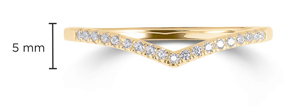 Milla Chevron Rings for Women - 14K Gold Plated Rings and 925 Sterling Silver - Wishbone 'V' Ring with Cubic Zirconia (14K Gold Plated over 925 Sterling Silver, Size 9)