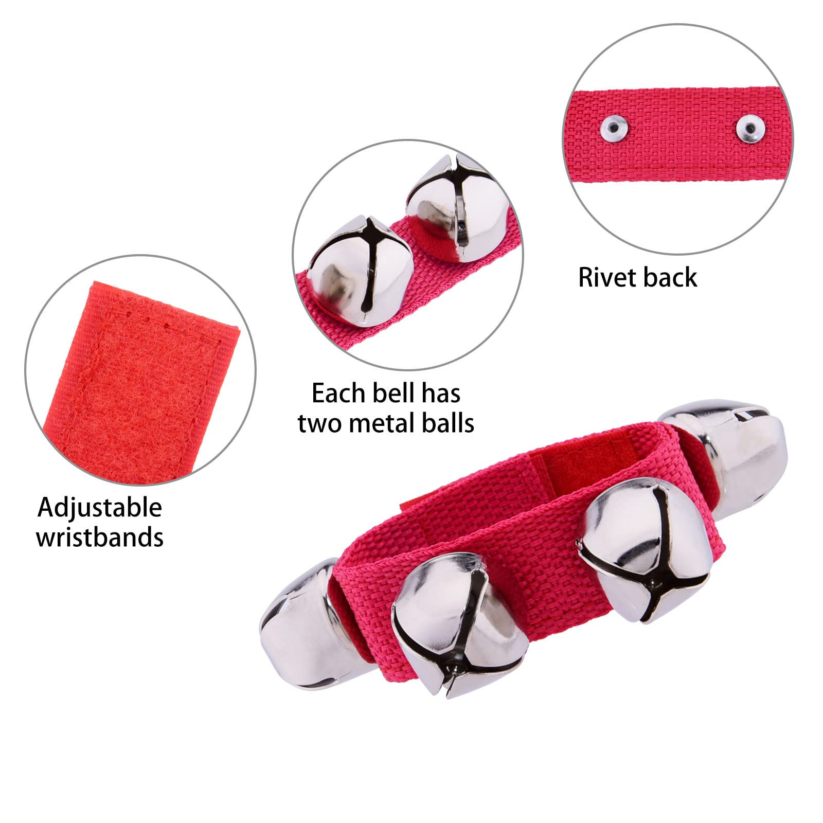 OOQCMM 8 Pieces Christmas Wrist Band Bells Red Green Bracelets Bell for Christmas Kids Party