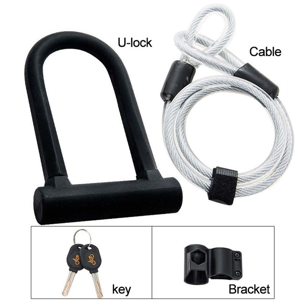 Shevan Bicycle U Lock Steel Anti-Theft Road Bike Cable U-Lock Set Security Cycling Locks