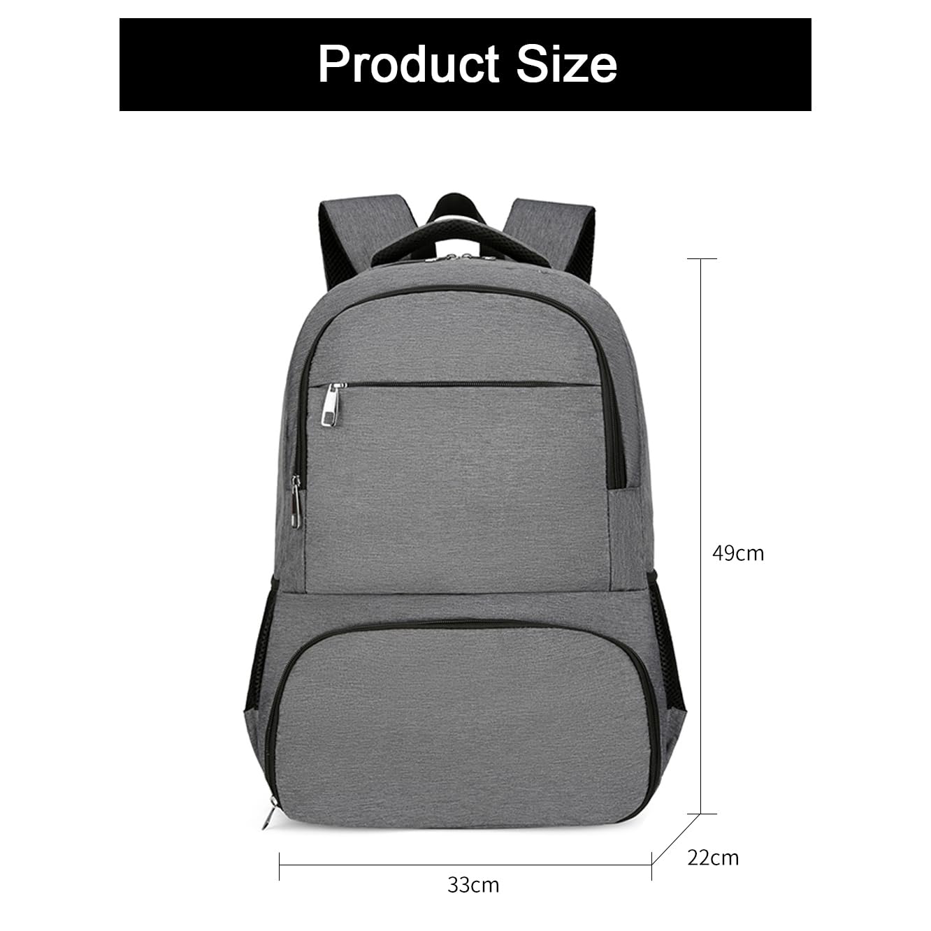 Lunch Backpack, Insulated Cooler Backpack Fits 15.6 Inch Laptop, Water-Resistant Backpack with USB Charging Port for Men, for Work Beach Camping Picnics Hiking,Dark Grey