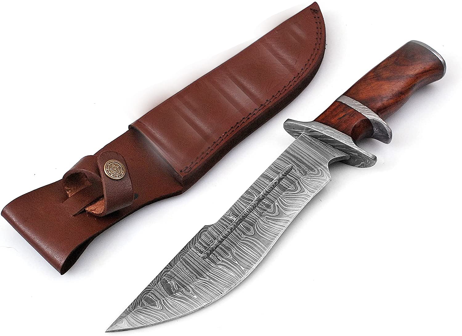 PSK76 - Damascus Hunting Knife, Handmade Full Tang Knife - Wood Handle Knife, Hand Forge