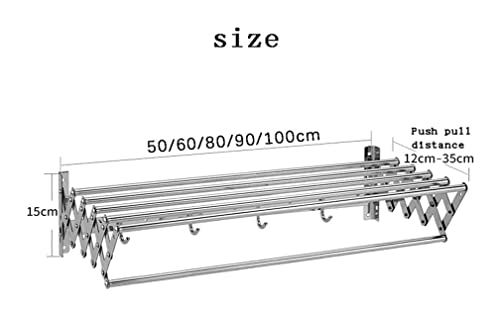 XMCX Extendable Folding Drying Rack Wall Mounted Laundry Dryer Clothes Airer Bath Towel Rack Huge Capacity Bathroom Bar Space Saver Away Racks Easy Storage (Size : 90cm/35.4in)