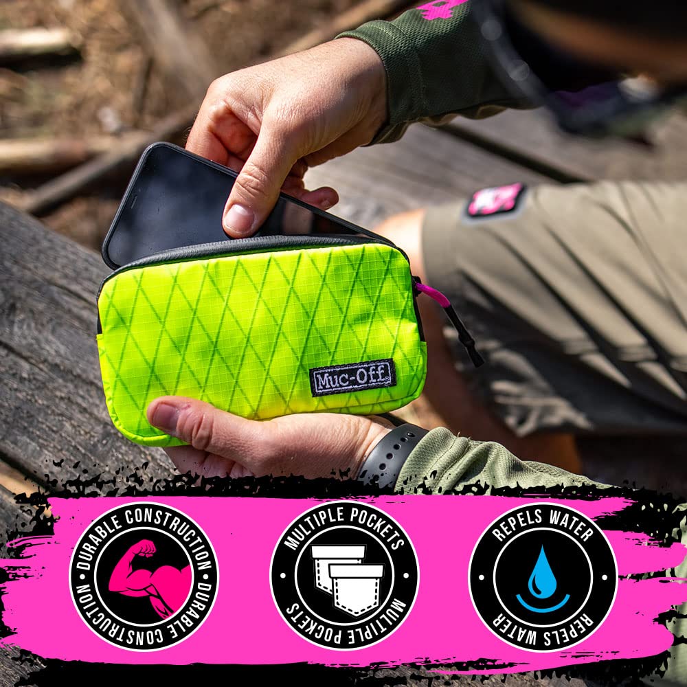 Muc-Off Rainproof Essentials Case, Hi-Vis - Bike Pouch, Cycling Phone Wallet with Zipper - Bike Accessories for Storing Phone and Bike Tools