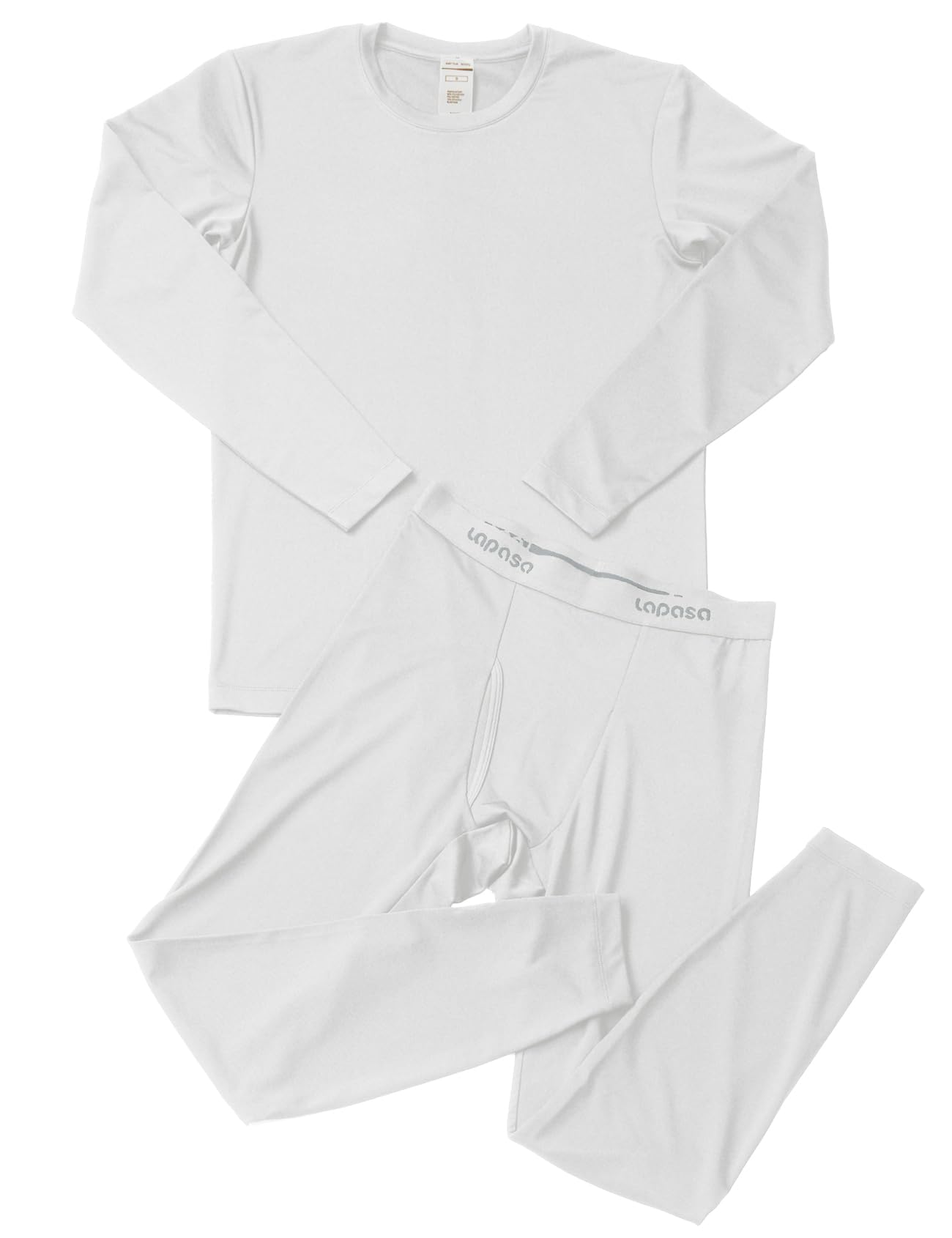 LAPASA Men's Thermal Underwear Set Soft Fleece Lined Long Johns Lightweight Base Layer Top & Bottom Winter Thermoflux 100 Mildly Warm M11 XX-Large White