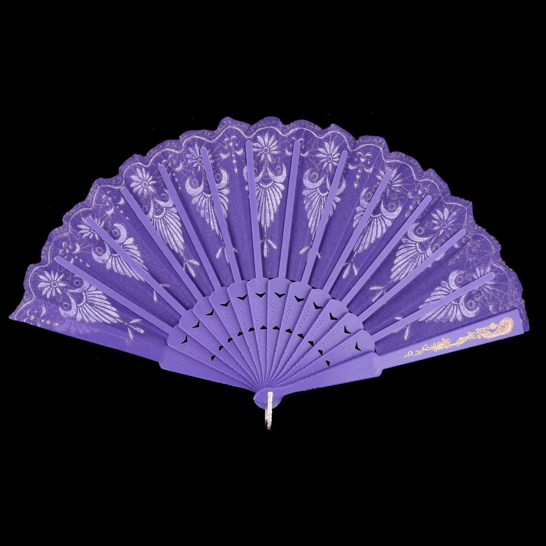 Qtqgoitem Polyester Flower Printed Show Dance Classical Style Foldable Cooling Hand Fan Purple (model: 9e0 6e0 918 706 fbb)