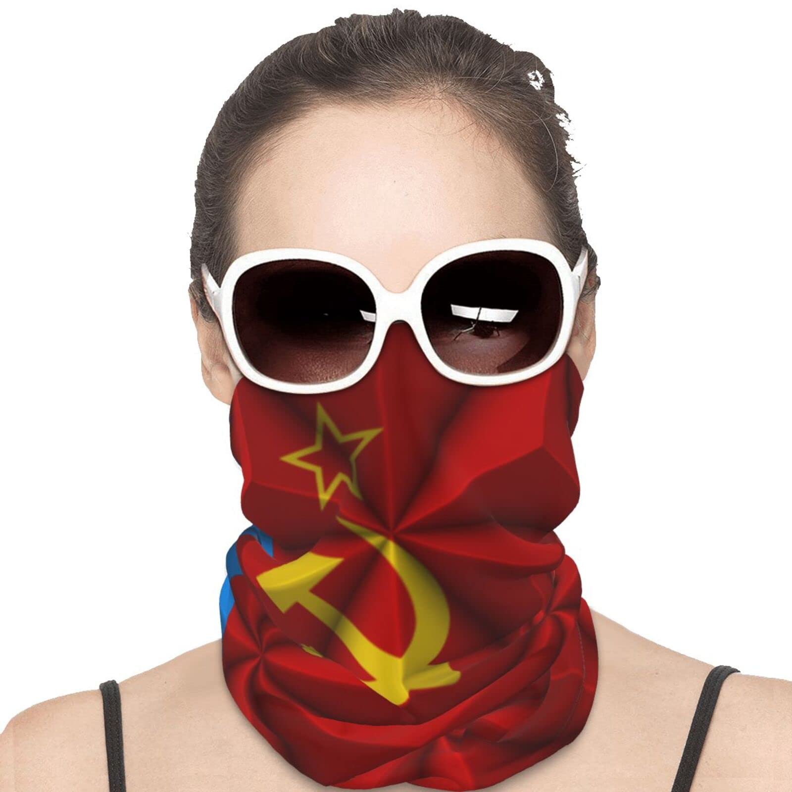 QIZYOQA Multi-Function Flag of The Russian Soviet Federative Socialist Republic with Polygon Effect Neck Gaitter Balaclava Face Mask for Men Women Breathable Bandanas Scarf