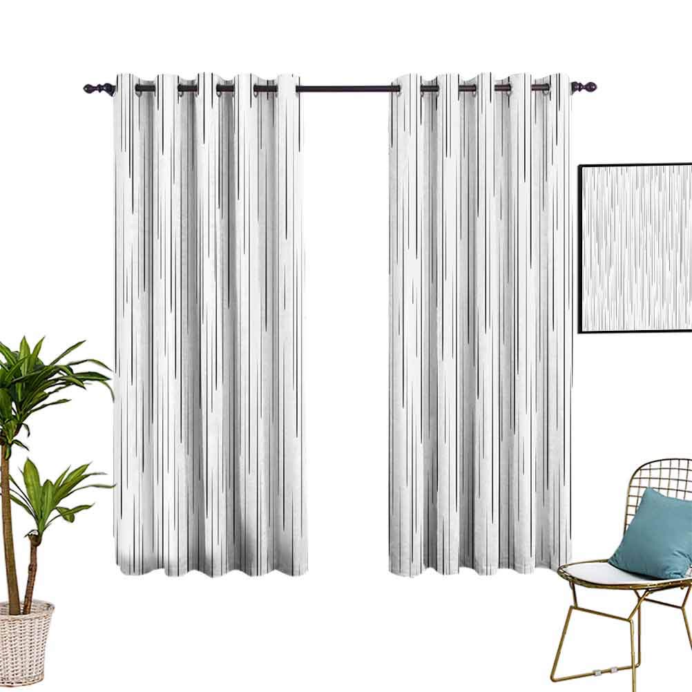Lake House Decor Room Darkened Curtain Comic Books Manga Vertical Dense Droplet Drawing with Tall Down Strokes Image 2 Panel Sets W55 x L39 Inch Black