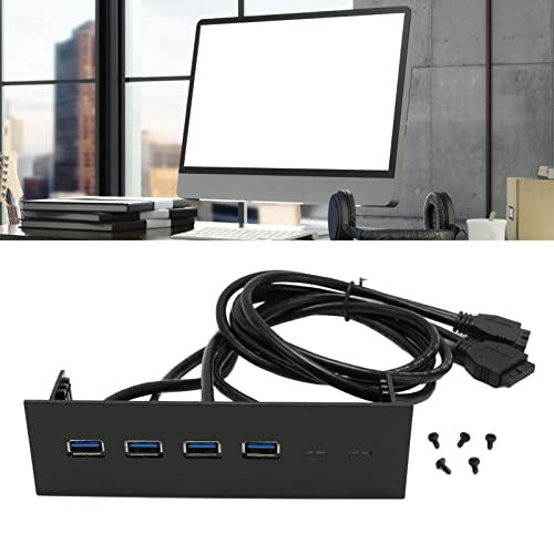 USB3.0 Hub Front Panel, Multifunctional Broad Compatibility USB3.0 Hub Optical Drive Front Panel 19 Pin for 5.25 Inch PC Computer Case