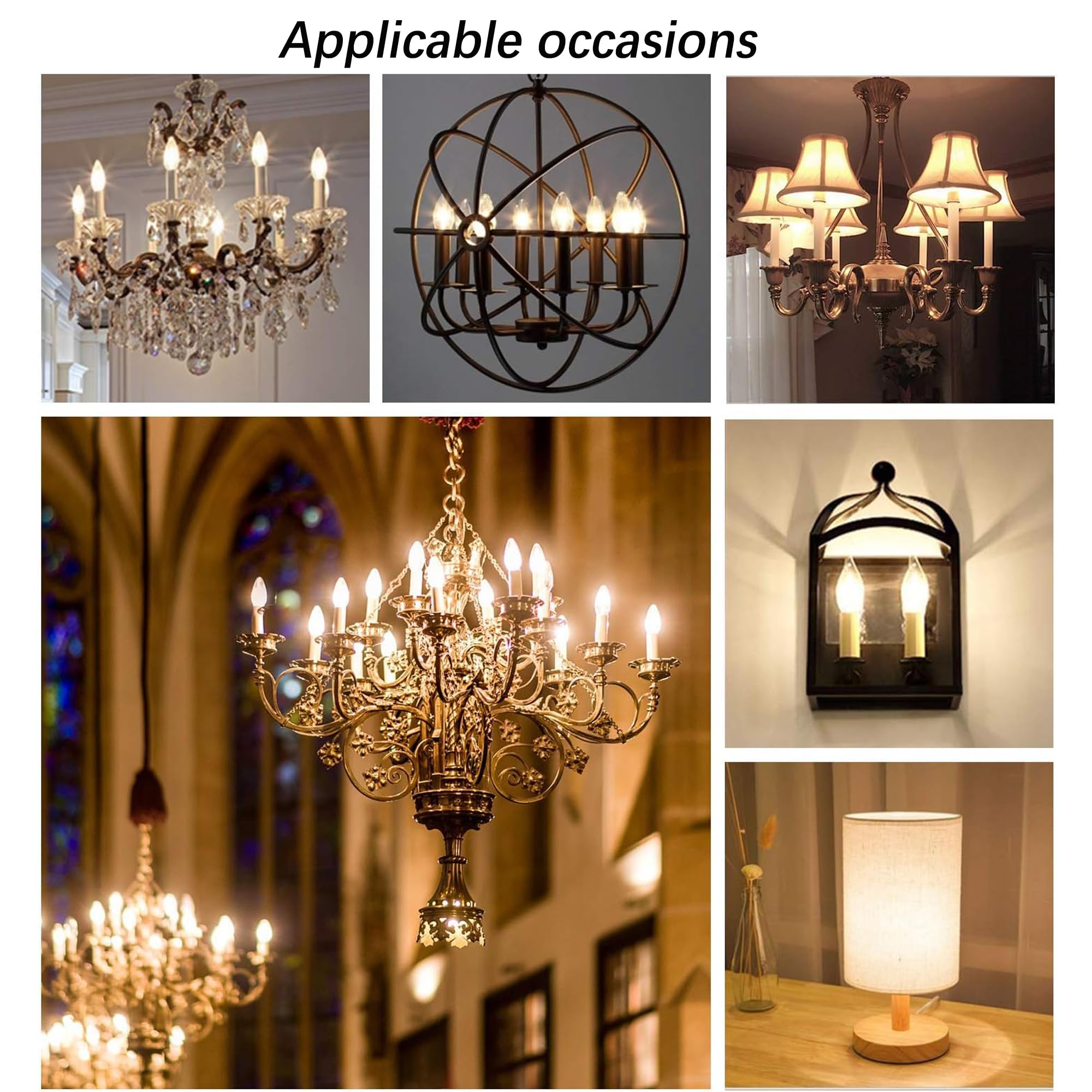XININSUN E12 Frosted Candelabra Bulb 40W Equivalent, E12 LED Matt White Porcelain Dim-to-Warm 2000-2800K CRI 92 Excellent Color Accuracy, Dimmable LED Bulb Candle Chandelier Bulbs,6 Pack