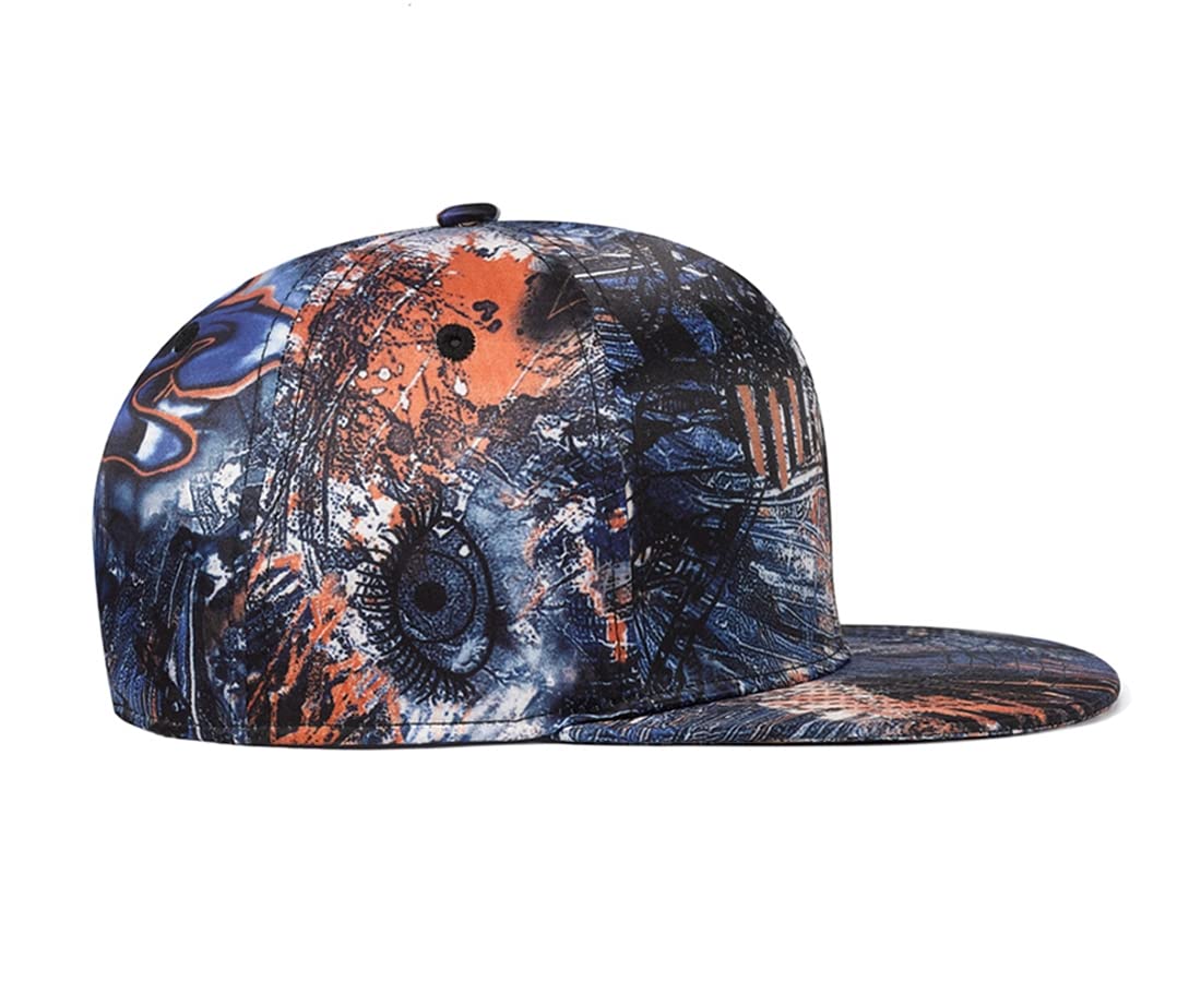 Quanhaigou Colorful Graffiti Snapback Hats for Men Women, Abstract Printed Sun Baseball Cap Flat Bill Youth Hip Hop Caps
