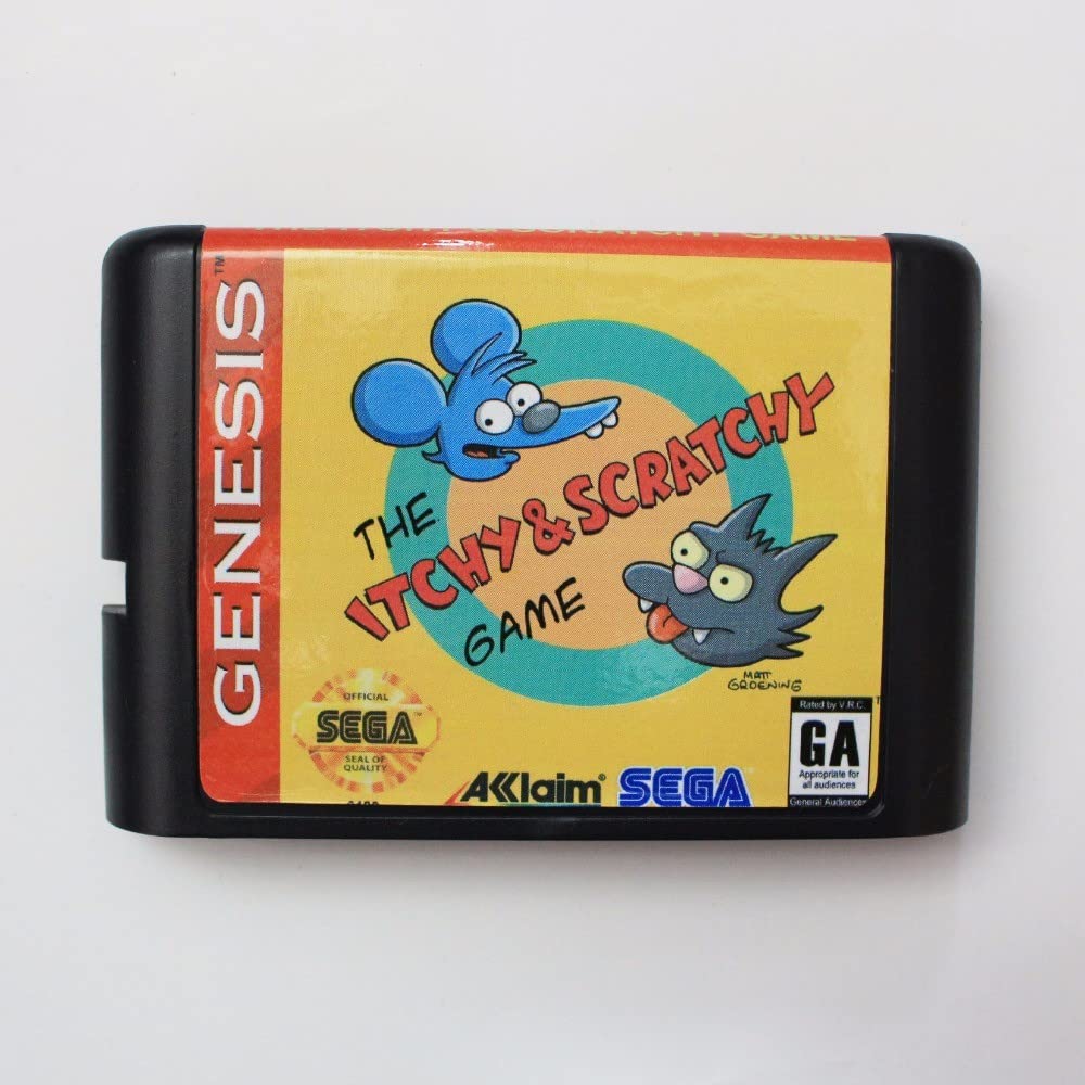 The Itchy & Scratchy 16 Bit MD Game Card For Sega Mega Drive For Genesis (Black)