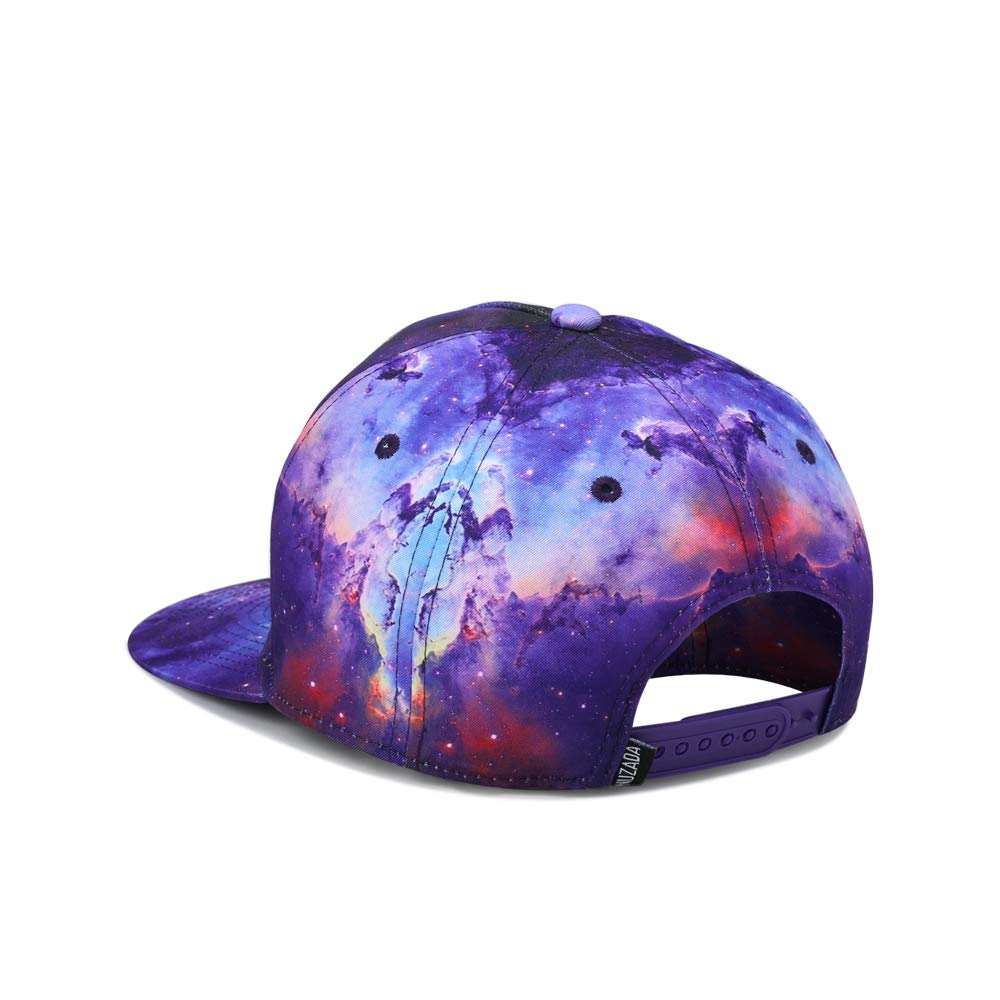 Quanhaigou Purple Galaxy Snapback Hat Unisex Adjustable Hat 3D Indian Printed Hip Hop Flat Bill Brim Baseball Cap