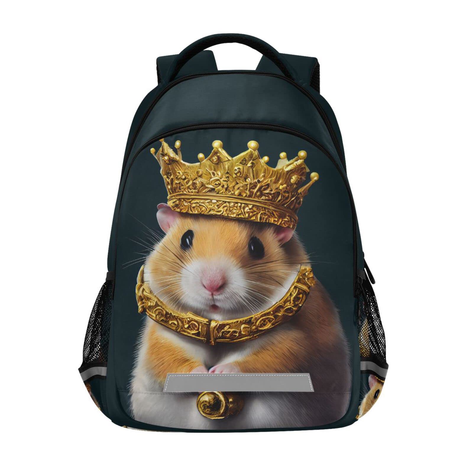 NFMILI Hamster King Kids Backpack Lightweight Middle School Elementary Bookbags for Boys Girls School Bag with Chest Strap 11.6 X 6.9 X 16.7 IN