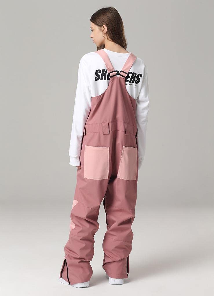 NICEKEEPING Women's Ski Pants Waterproof Insulated Snow Bibs Overalls Bean Red L