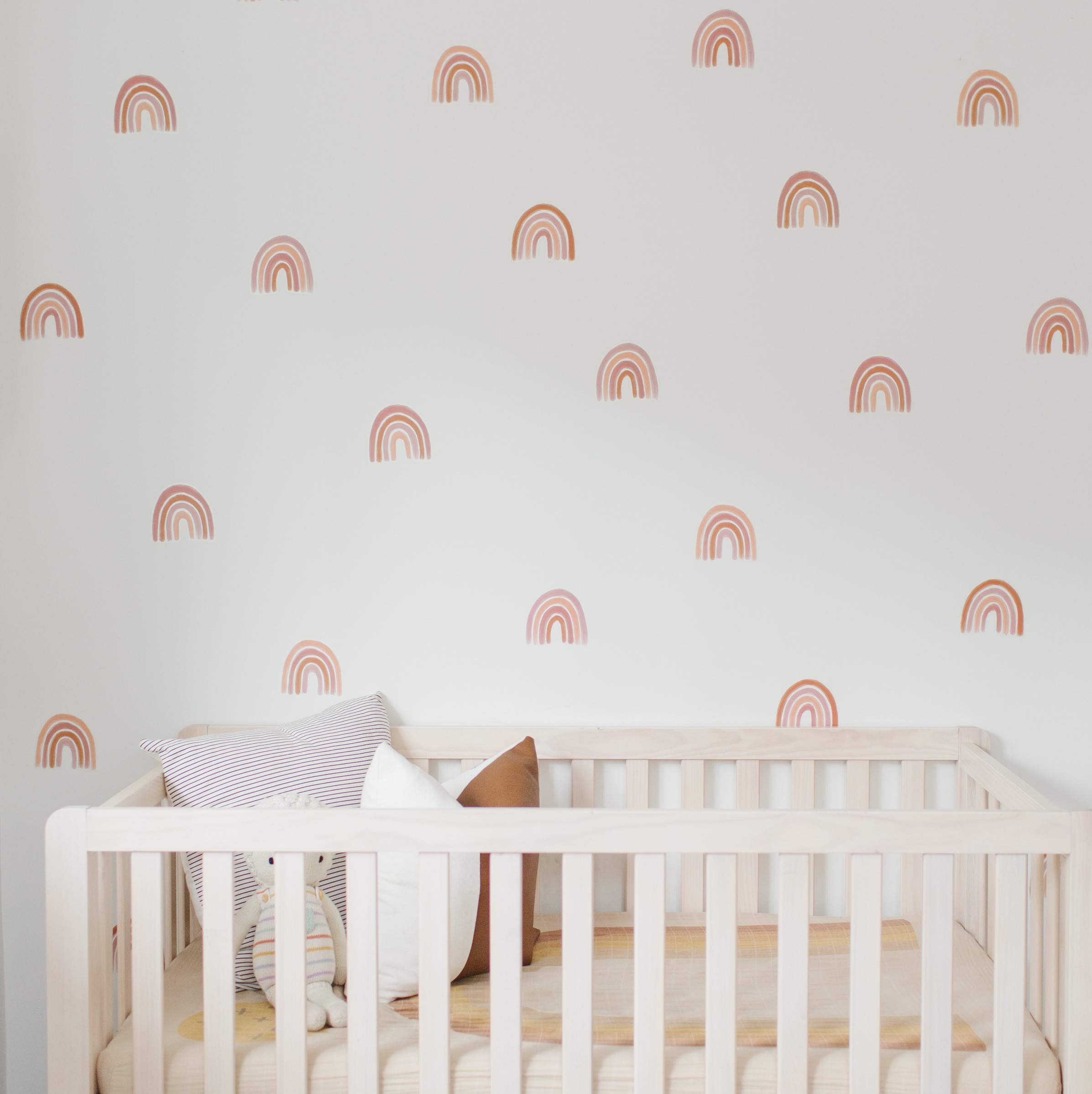 Modern Maxwell Wall Art Decals for Girls Nursery, Bedroom, Living Room āRainbow Bohoā Dot Room Sticker 32 Pieces