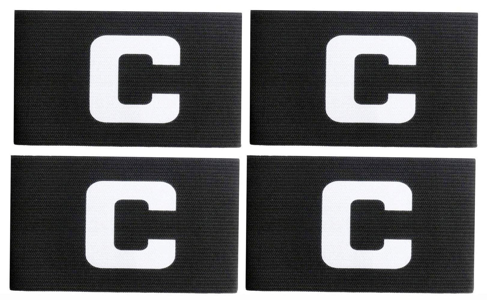 MAYFOO Adjustable Elastic Captain Armband for Youth and Adult,Black,Pack of 4(Adult)