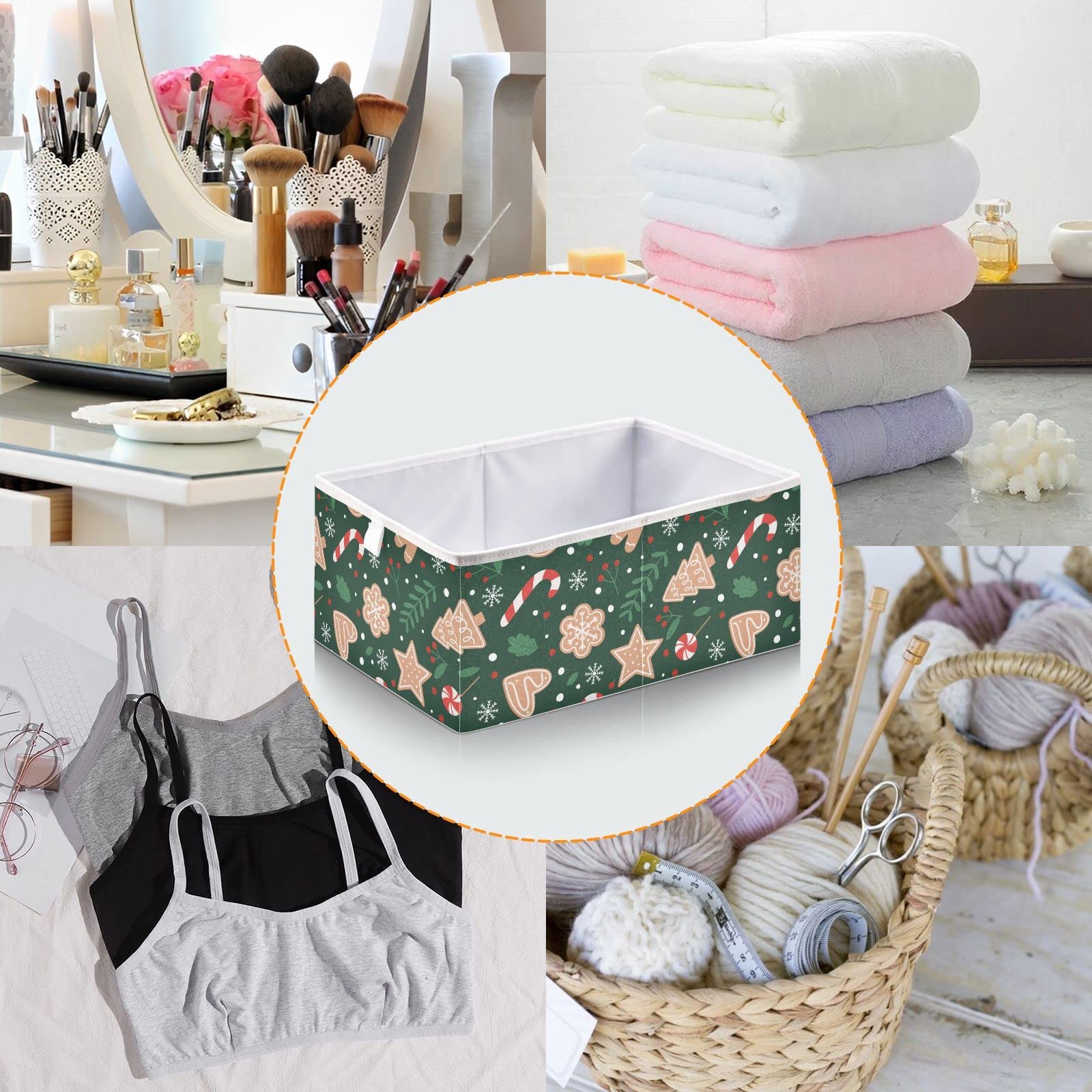 NFMILI Storage Bins (Christmas Candy) Large Storage Baskets Collapsible Fabric Storage Cubes Organizer with Handles