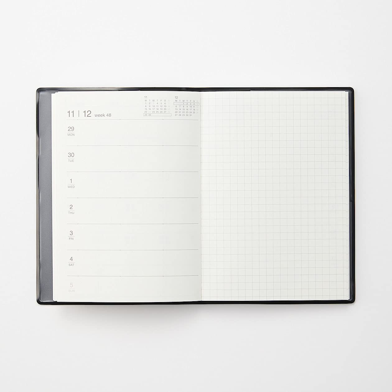 MUJI Monthly/Weekly Schedule Book 2022 A6 Size Dark Gray Beginning December 2021 Polyvinyl Chloride Cover Planner Scheduler