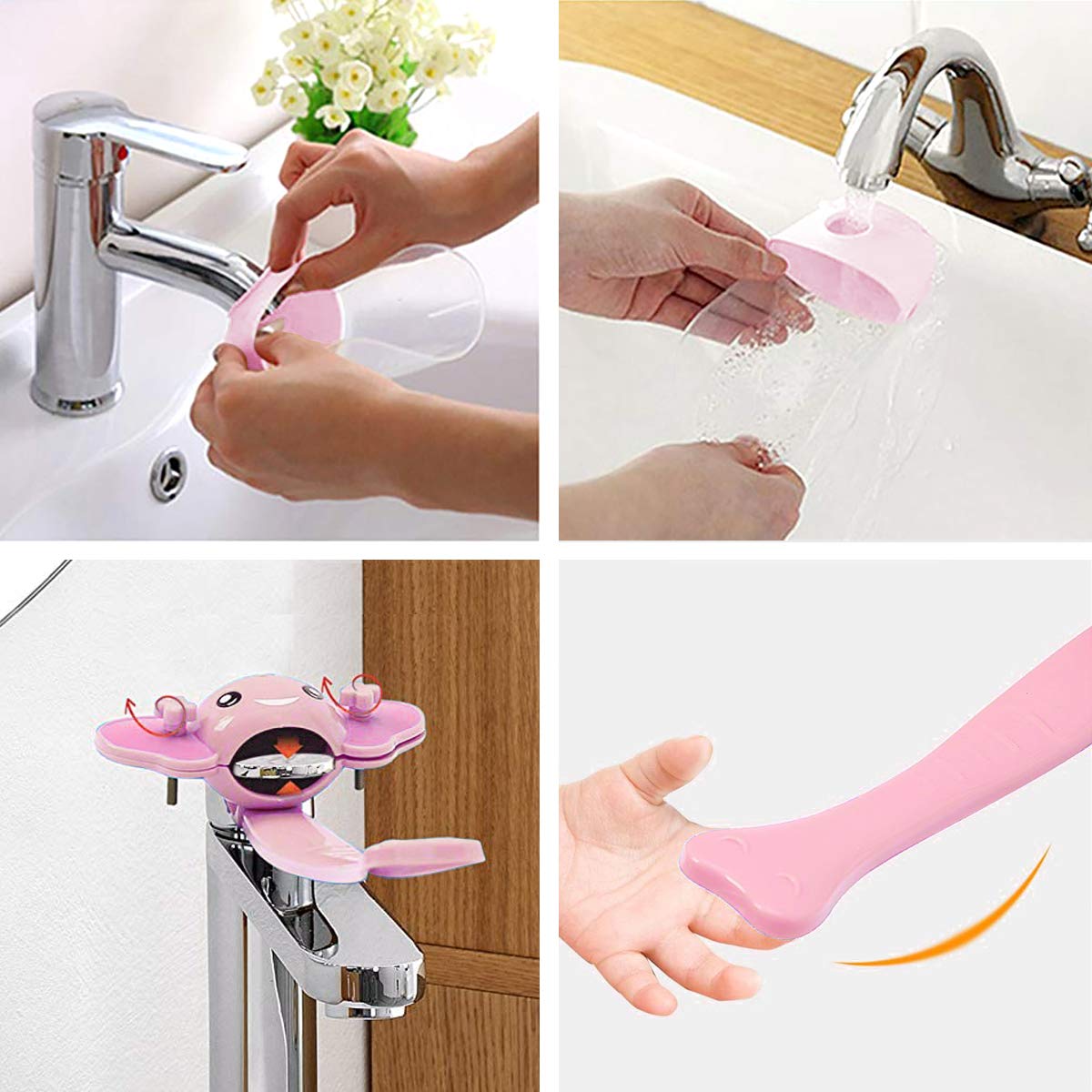 LUOYA Faucet Handle Extender+Faucet Extension Faucet Guide Sink Extender Set,A Safe Convenient Faucet to Make Washing Hands Attachment and Let Hand Washing in Children More Intersting