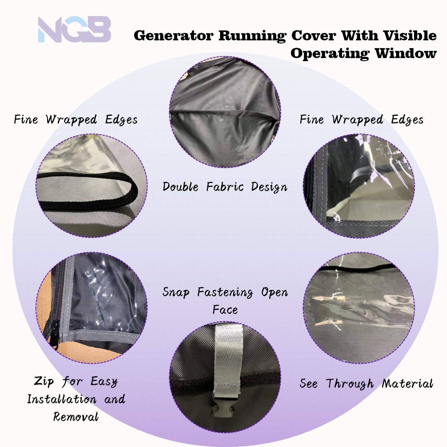 NGB Outdoor Generator Cover for 3700-7250W Inverter Generators Made of 600D+210D Double Layer Heavy-Duty Waterproof Fabric With Visible Operating Window Generator Running Cover 24.8"Lx20.2"Wx20.8"H .