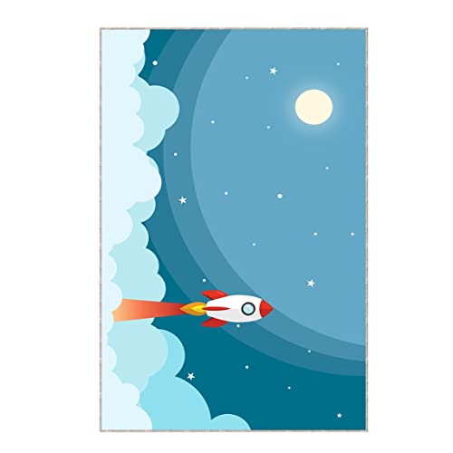 Space Rug, Spaceship Decor, Space Rocket Art, Space Rocket Rug, Kids Space, Rocket Stars, Kids Decor Rug, Decorative Rug, Kids Gift Carpets p81 (3.2x6.5 feet - 100x200 cm)