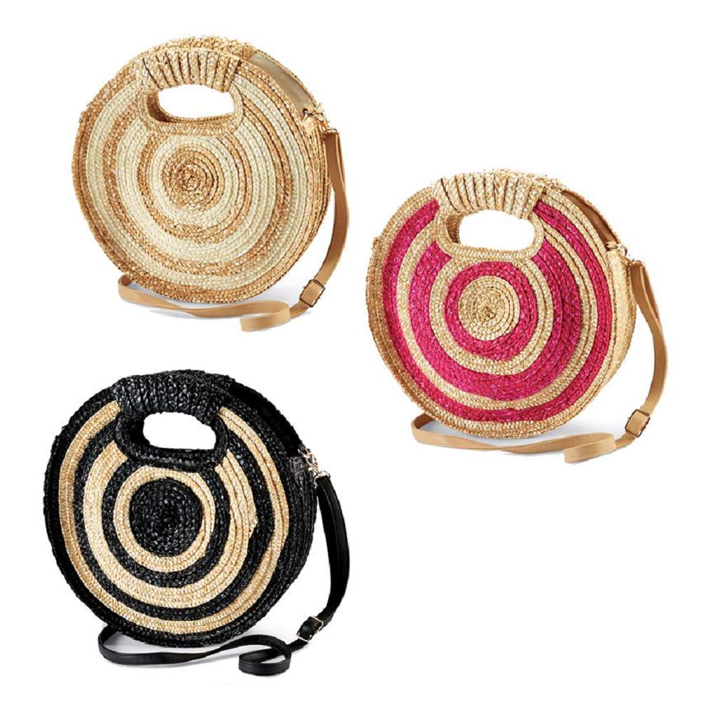 Mud Pie Women's Striped Circle Clutch Pink, 13" dia