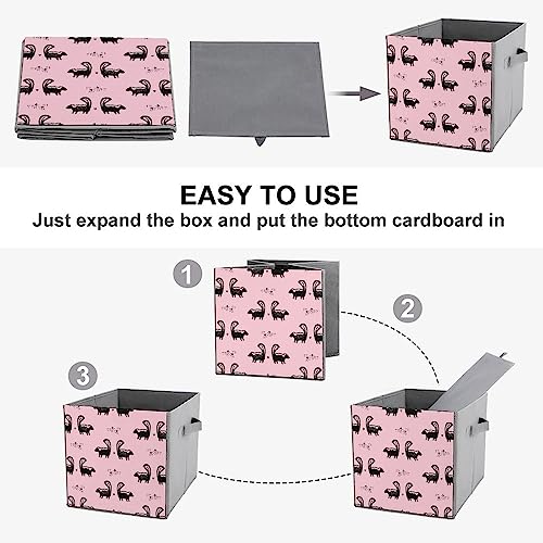 Love Skunks Storage Cubes with Handles Foldable Fabric Bins Organizing Baskets for Shelves Closet