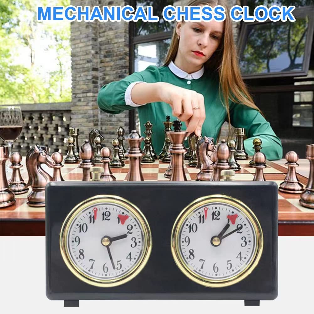 Qlisytpps Analog Chess Clock Timer Mechanical Chess Timer Professional Competition I-GO Count Up Count Down Timer, Analog for Chess Board Games International Chess & I-GO No Battery Needed