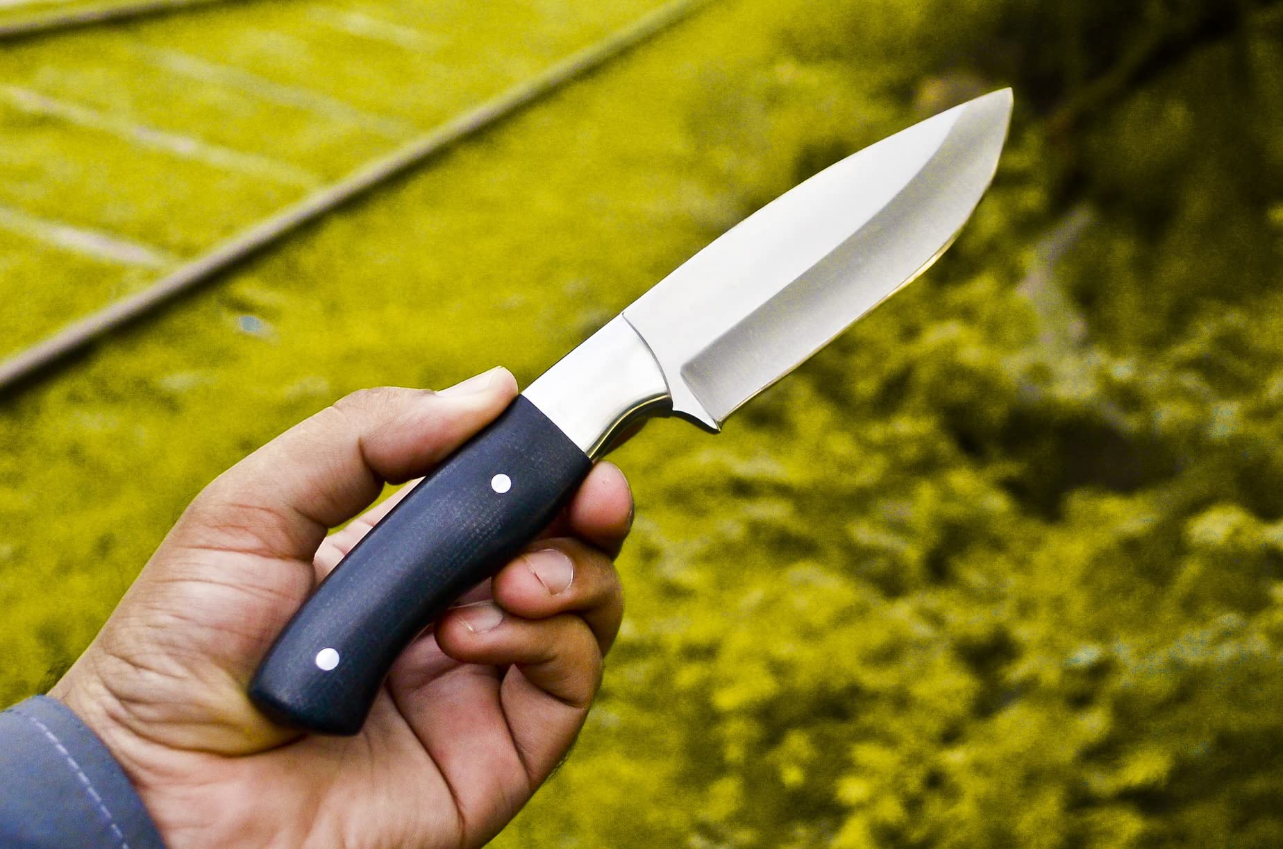 Nooraki HK-321 Knives 9-inch Overall, Beast Hunter, Hunting Knife - Full Tang Fixed Blade D2 Steel - Black Micarta Handle with PREMUM Quality Cow Hide Leather Sheath (D2 Steel)