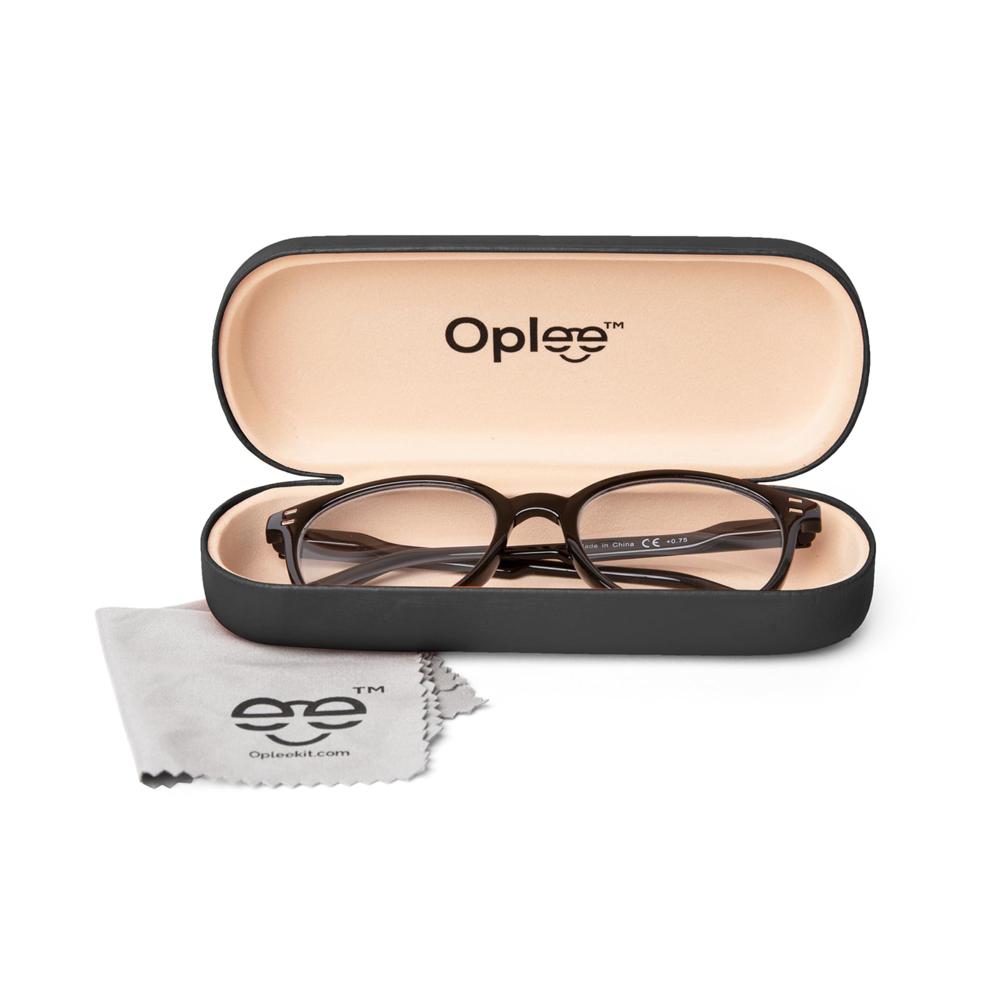 Oplee™ Hard Shell Eyeglass Case with Grey Microfiber Cloth (Blue)