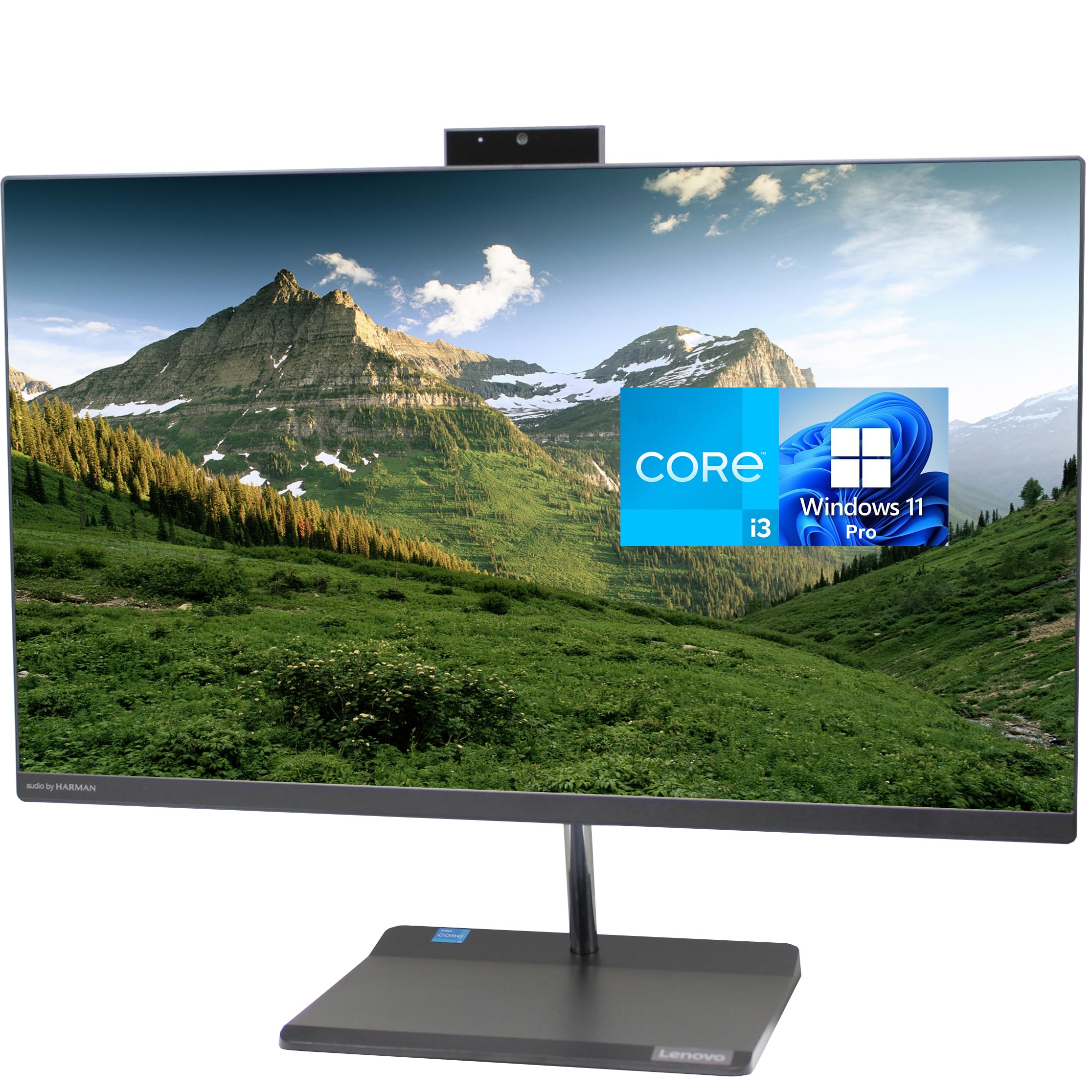 Lenovo V30a All-in-One 24" FHD AIO Desktop Computer, Intel i3-1115G4, 32GB RAM, 1TB NVMe SSD, DVDRW, USB 3, WiFi, Bluetooth, Webcam, Windows 11 Pro, Black AIO