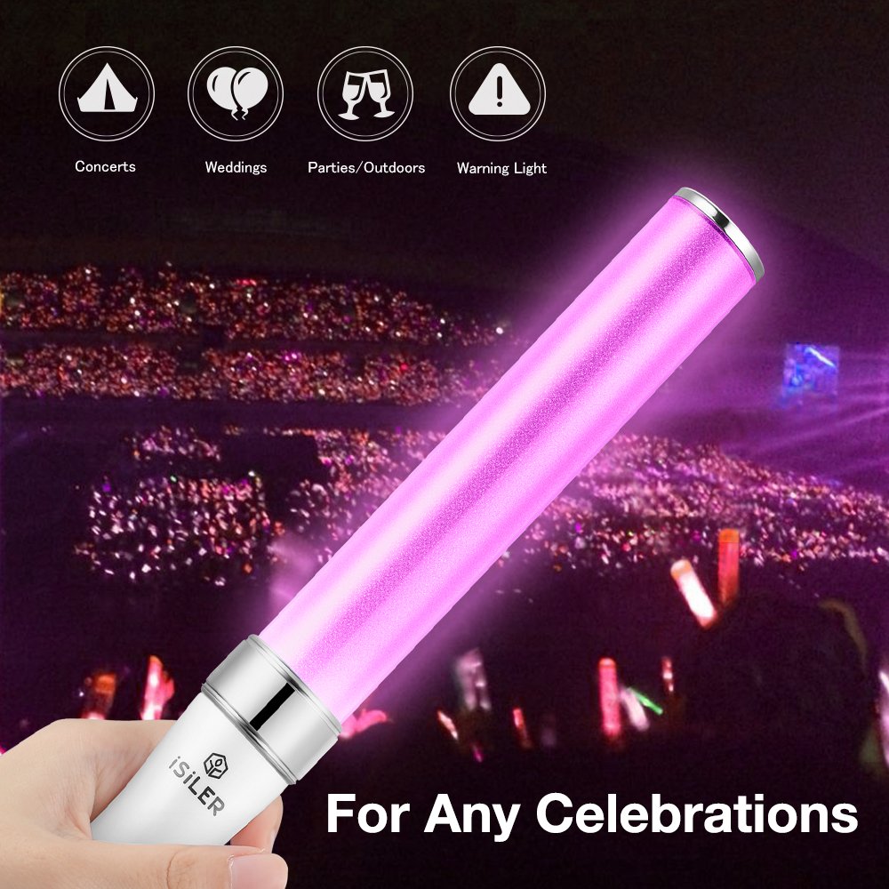 Multicolor LED Glow Sticks, iSiLER Party Flashing Light, 15 Color Changing 2 Lighting Modes Flashing Light Stick for Party Supplies, Festivals, Raves, Birthdays, Parking Guides, Dog Walkers Safety