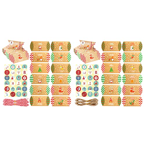 lixuesong Christmas Small Pillow Boxes, Pillow Shape Gift Boxes Christmas Candy Boxes Bag Kraft Paper Material Gift Box for Christmas Party Decoration Supplies