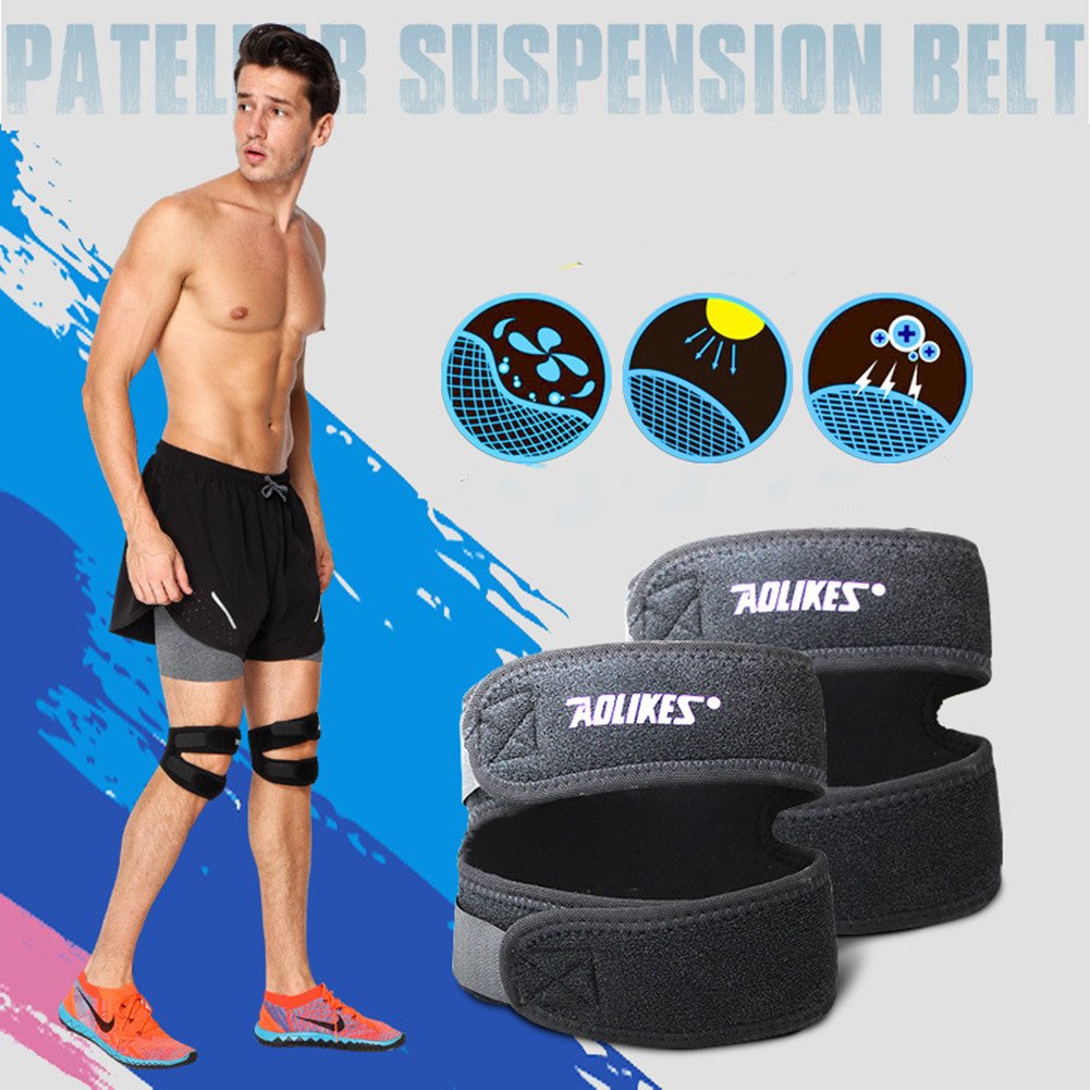 Mcolics Patella Tendon Support Knee Strap for Knee Pain Relief, Adjustable Neoprene Knee Brace for Hiking, Running, Arthritis, ACL, Meniscus Tear, Jumper, Volleyball & Squats, 1 Piece (Black)