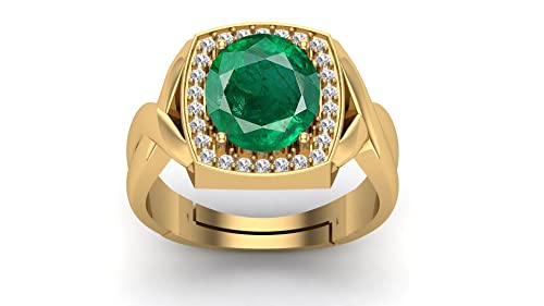 Mohit Gems 8.50 carat Panchdhatu Gold Plated Ring Adjustable Natural Gemstone Brilliant Design Ring (Emerald)