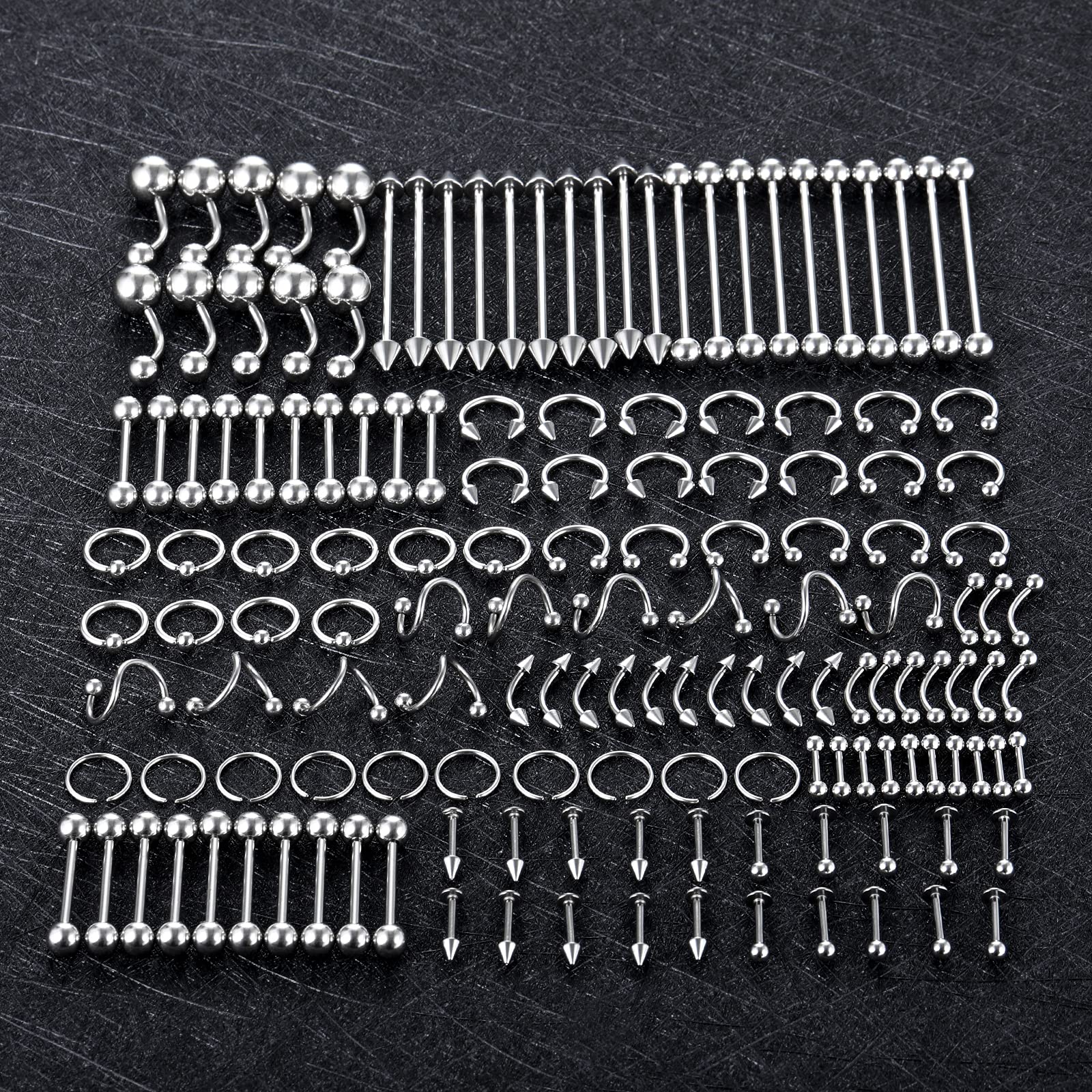 Xpircn Piercing Kit Jewelry 14G 16G 20G Stainless Steel Body Piercing Jewelry, Mixed Piercing Needles