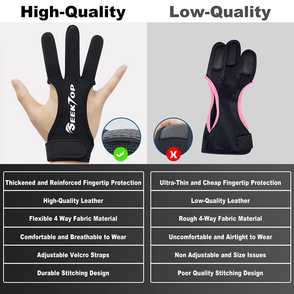 Seektop Archery Gloves Adjustable Archery Back Arrow Quiver Holder for Youth Adults (M+Camo)