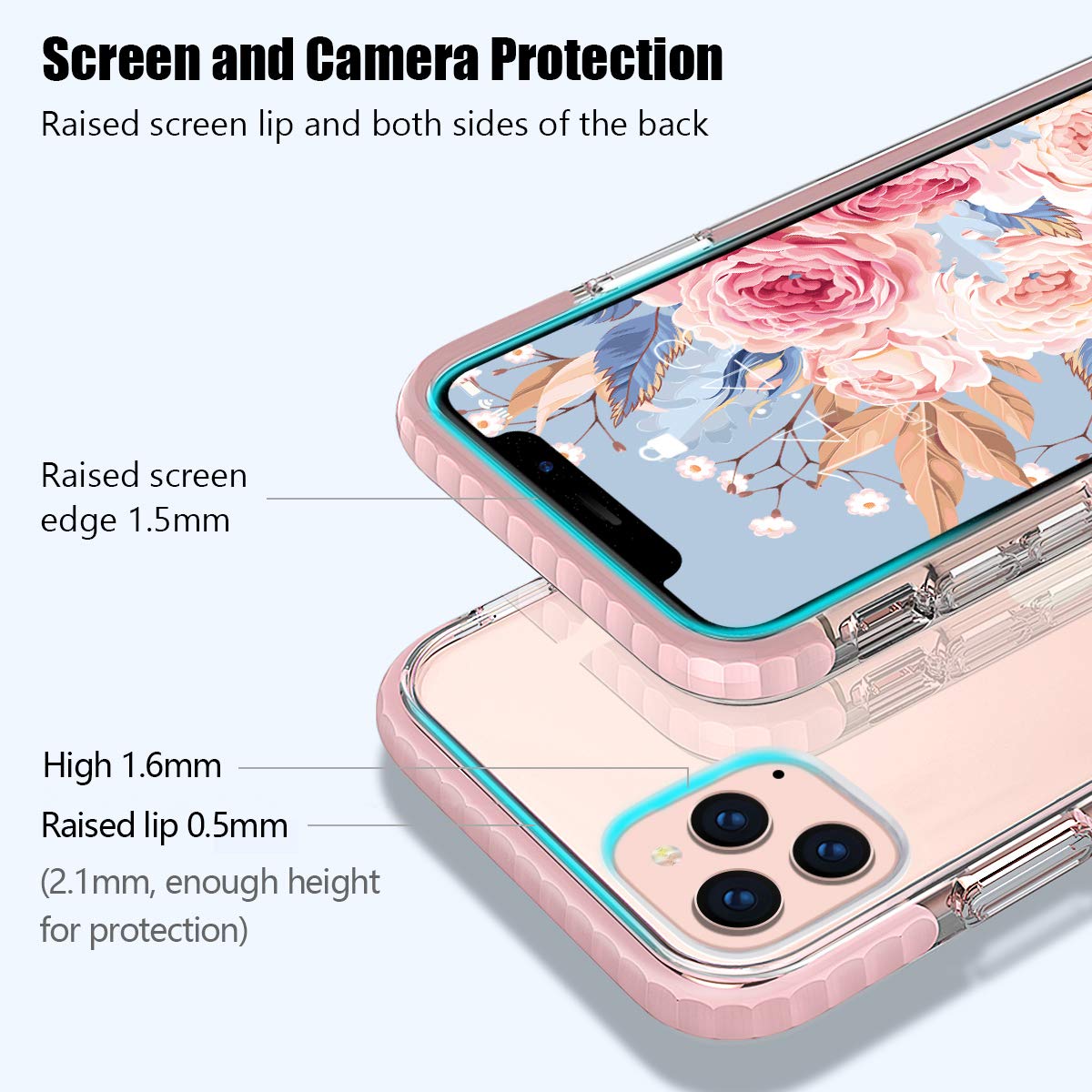 MATEPROX Compatible with iPhone 11 Pro Case Clear Thin Slim Crystal Transparent Cover Shockproof Bumper Case for iPhone 11 Pro 5.8(Pink
