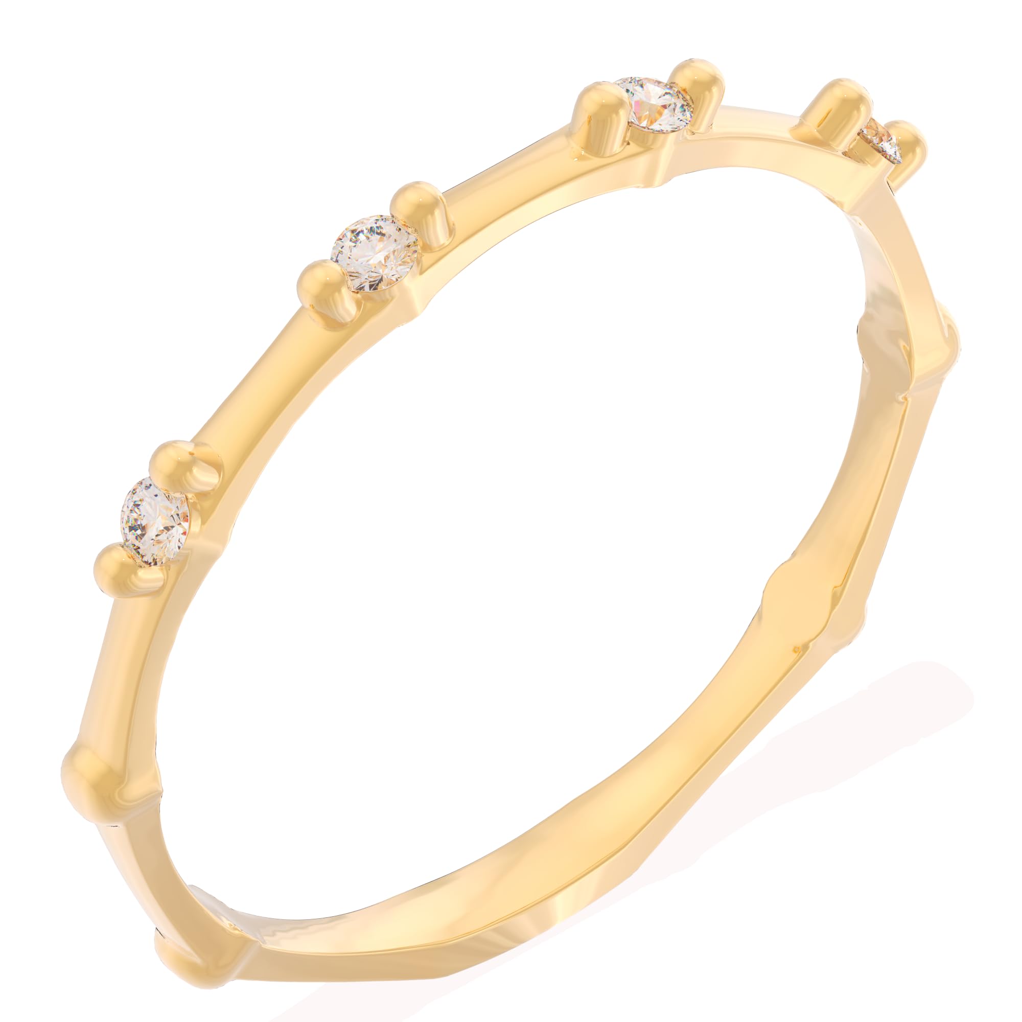 Norm Jewels 1mm Women Plain Band Knuckle Stacking Thumb Rings Yellow Rose White Gold Comfort Fit Bamboo Ring (Yellow Gold, 8)