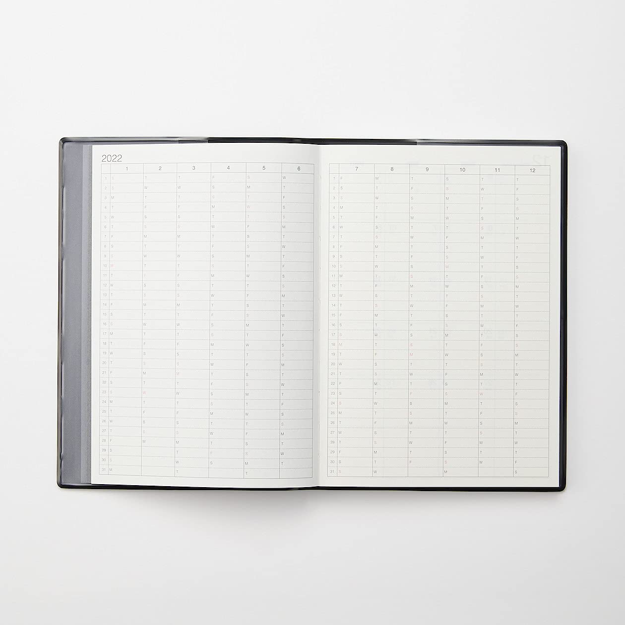 MUJI Monthly/Weekly Schedule Book 2022 B6 Size Dark Gray Beginning December 2021 Polyvinyl Chloride Cover Planner Scheduler