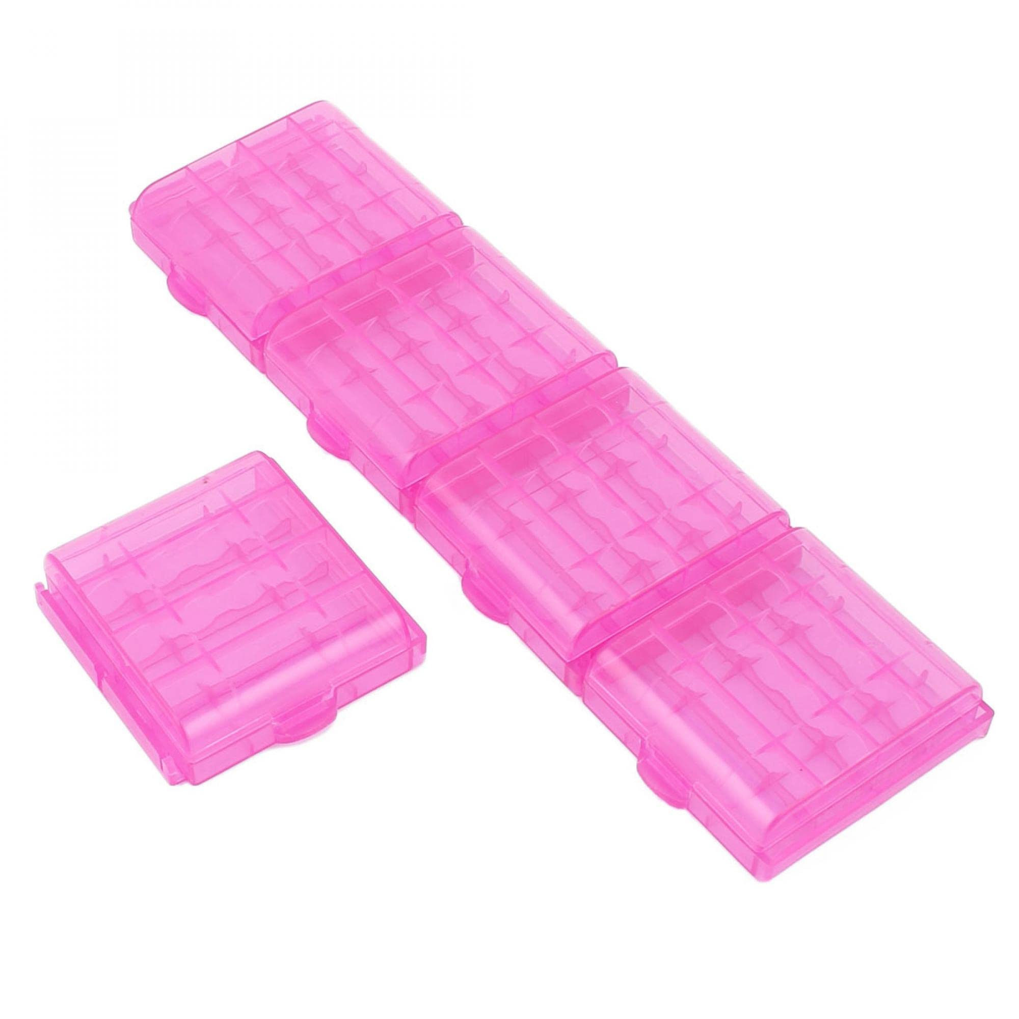 sourcing map AA Battery Container Case Storage Box Holder Plastic 4 Capacity Red 5 Pcs