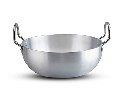 SLNDOKTG Aluminium Kadai,Size No-13,Big Kadai,Induction Base Kadai,Kadhai,Aluminium Kadai,Aluminum Indian Kadai,Frying Pan,Color-Silver