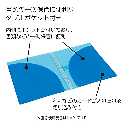 Kokuyo Campus Slide Binder, Adapt Slim, Double Pockets, A4, 30 Holes, Up to 65 Sheets, Transparent, Japan Import (RU-AP171T)