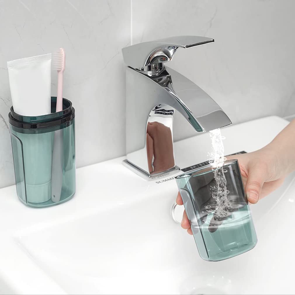 Travel Toothbrush Cup, Multifunction Capsule Shape Wash Gargle Cup Portable Business Trips Travel Toothpaste Case Toothbrush Holder Organizer Box