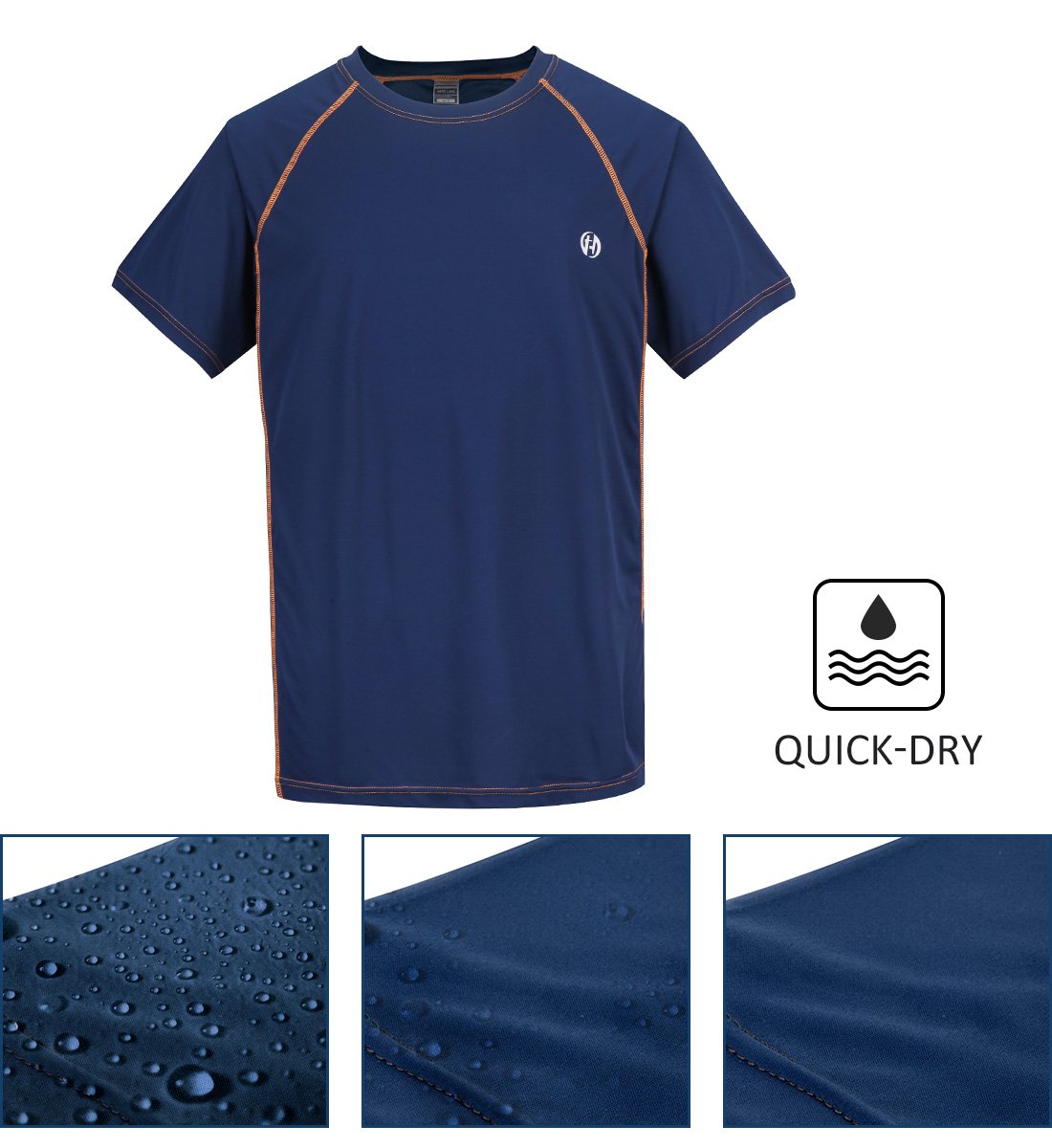 Men's Workout Shirts Dry Fit Lightweight Fishing Performance Athletic Hiking Running Training Short Sleeve Sports Shirts Navy Size 4XL