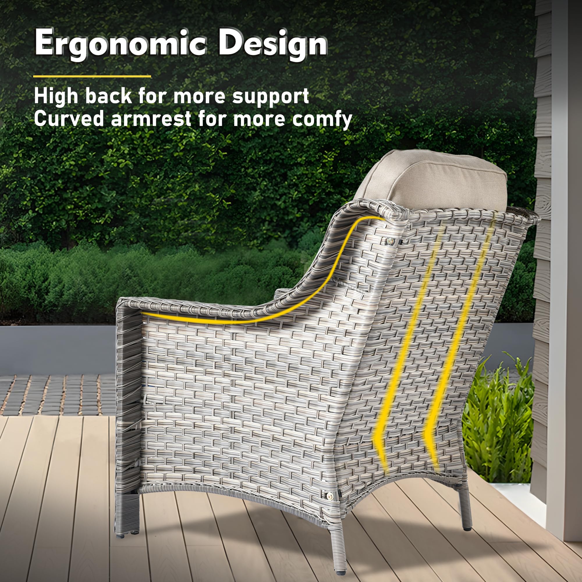 XIZZI Wicker Outdoor Furniture Patio Furniture Set - Patio Conversation Set,Outside Rattan Sofa Set for Garden,Poolside,Backyard,Deck (Beige, 8PCS,9 Seats+Coffee Table)