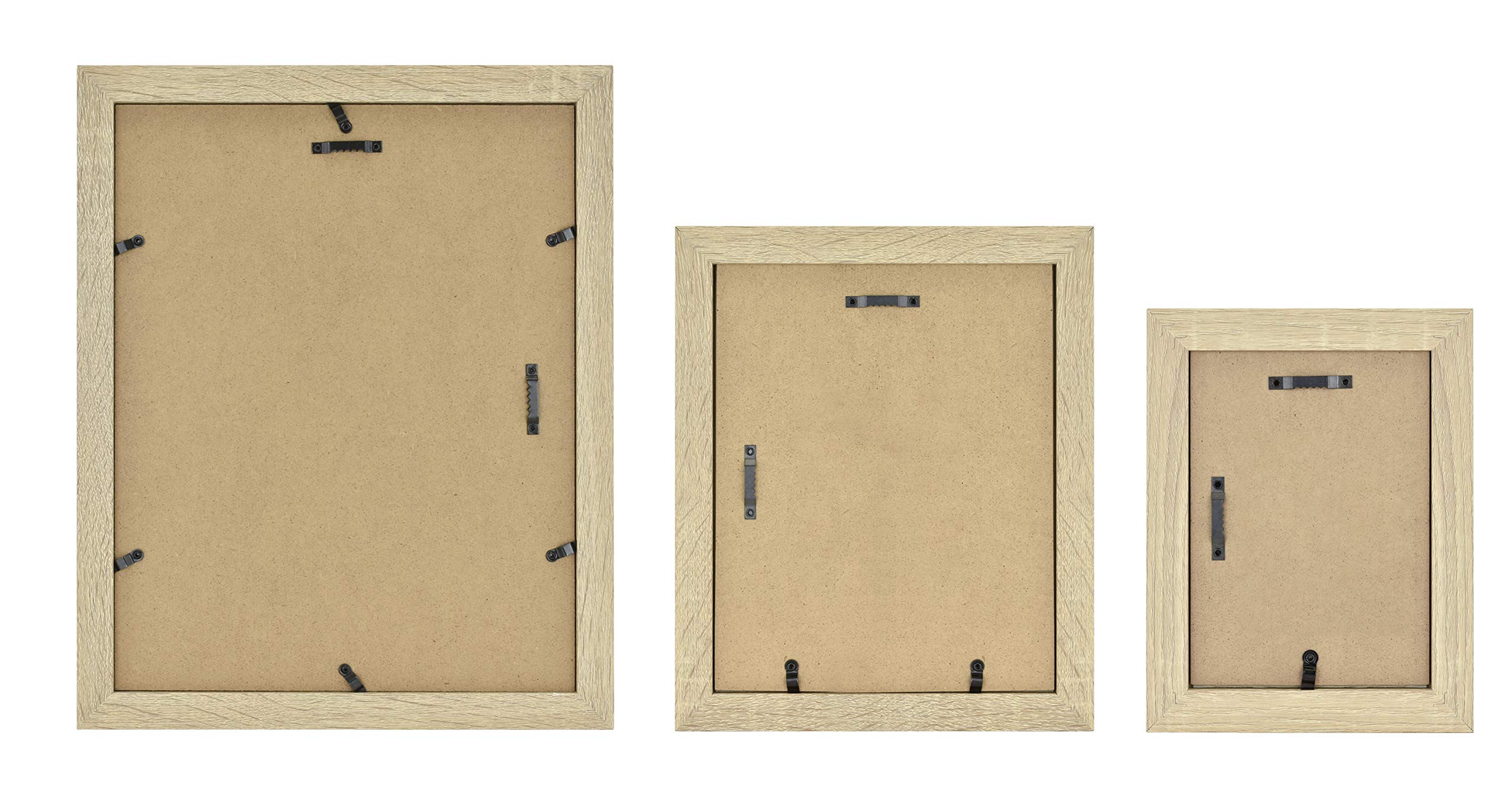 MCS Studio Gallery Set-of-7 Gallery Wall Picture Frames in Natural Woodgrain, 11x14, 8x10 & 5x7, Rectangle Photo Frames for Photos, Posters & Art Prints (7-Pack)