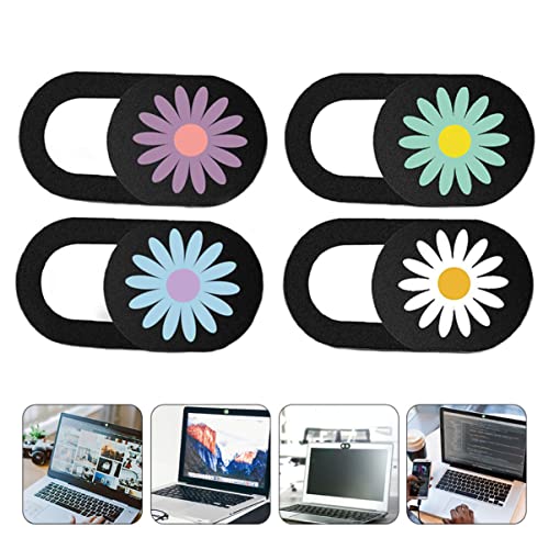 SOLUSTRE Computer Camera Computer Camera 4Pcs Laptop Camera Laptop Camera Cover Slide Screen Camera Cover Web Camera Cover Cover Daisy Pattern Computer Stickers Computer Laptop