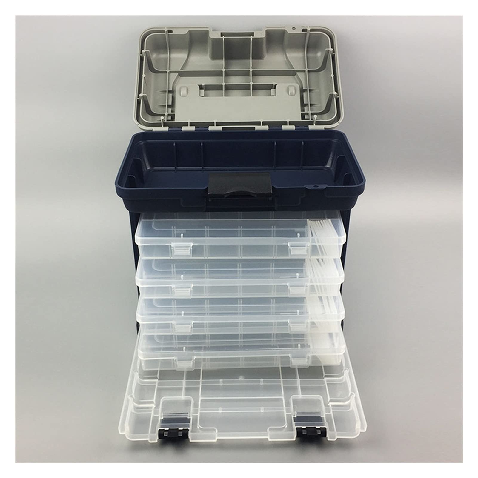 Multifunction Tackle Storage Box Fishing Gear Portable Storage Box 5 Layers Handheld Fishing Case High Strength ABS Plastic Fishing Accessories Tackle Tool Box Excellent waterproof performance